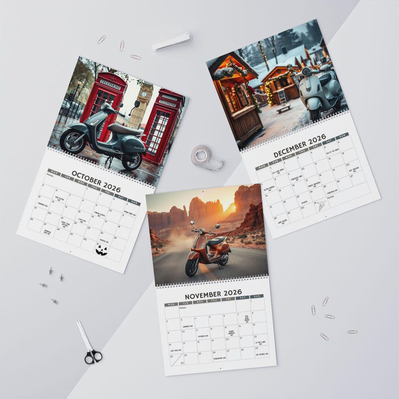 Vespa 2026 Wall Calendar: Italian Summer Scooter Travel Photography - Etsy