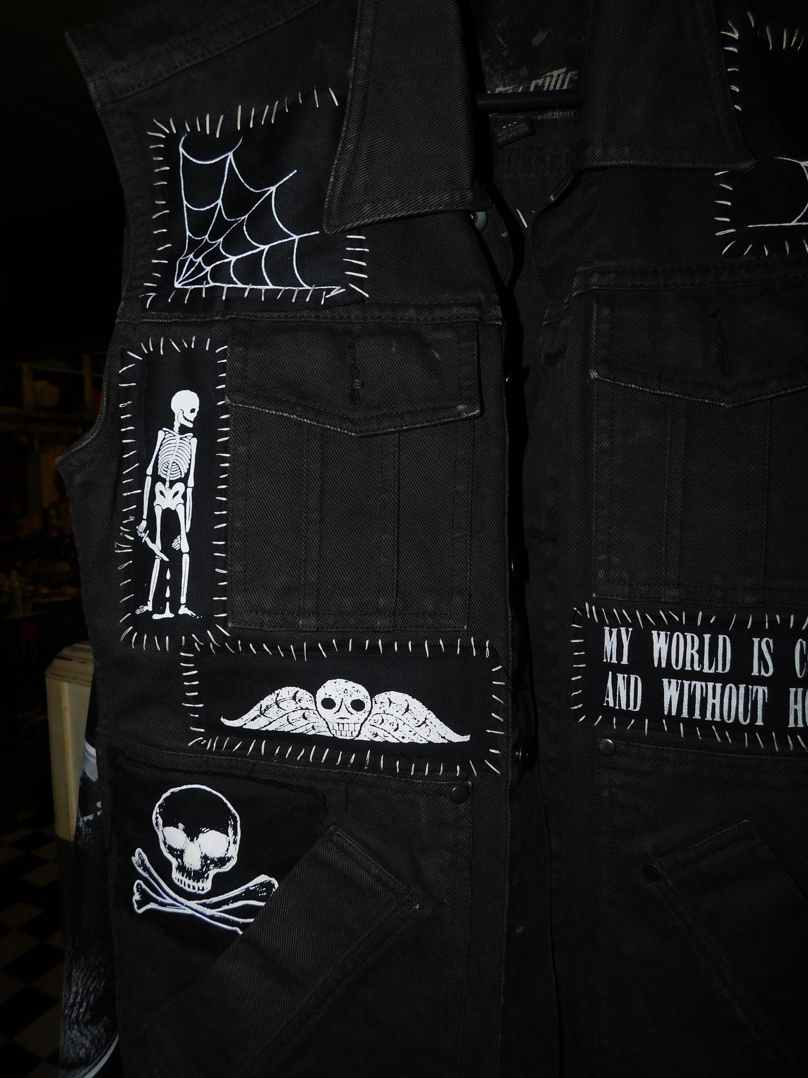 Black Denim Battle Jacket - Etsy