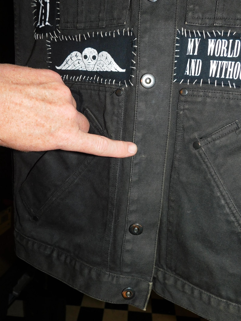 Black Denim Battle Jacket - Etsy