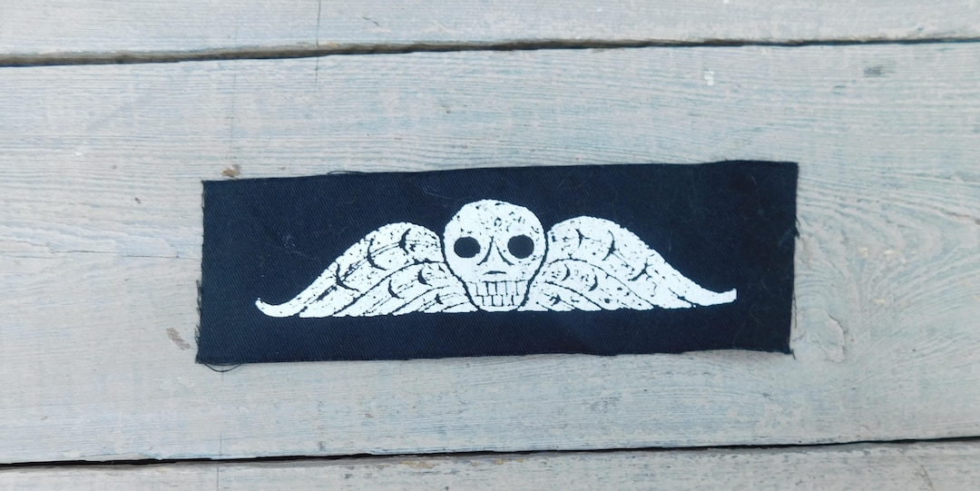 Tombstone Skull and Wings Patch - Etsy
