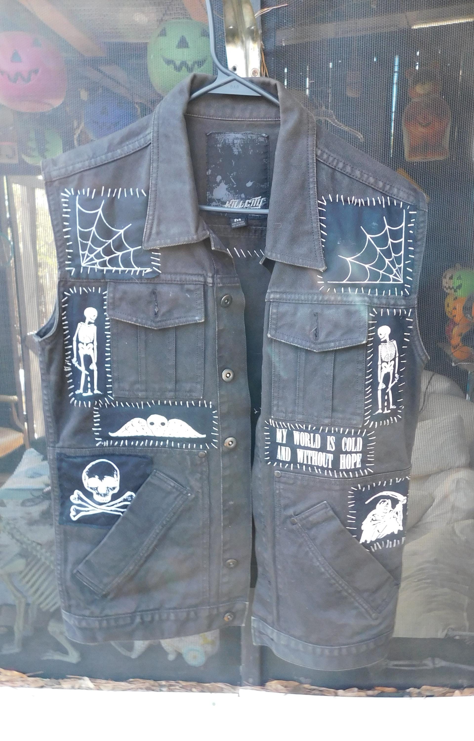 Black Denim Battle Jacket - Etsy