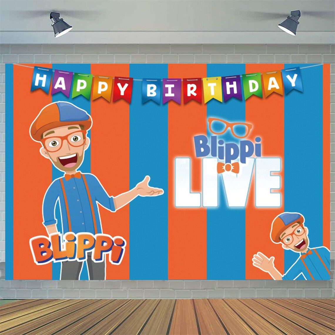 Blippi birthday backdrop Party Backdrop Cartoon Birthday | Etsy