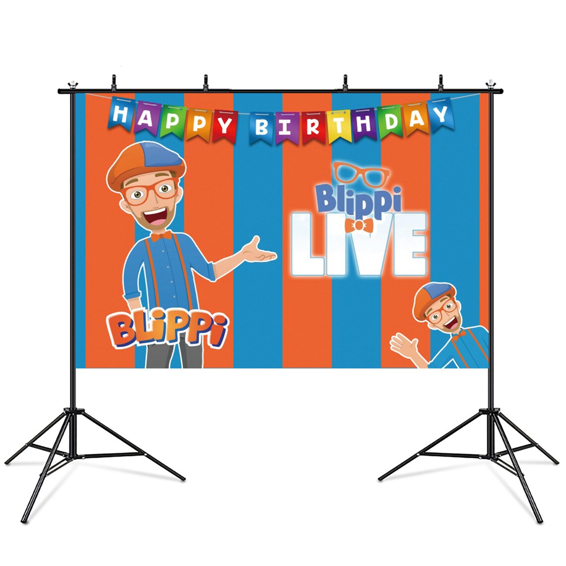 Blippi birthday backdrop Party Backdrop Cartoon Birthday | Etsy
