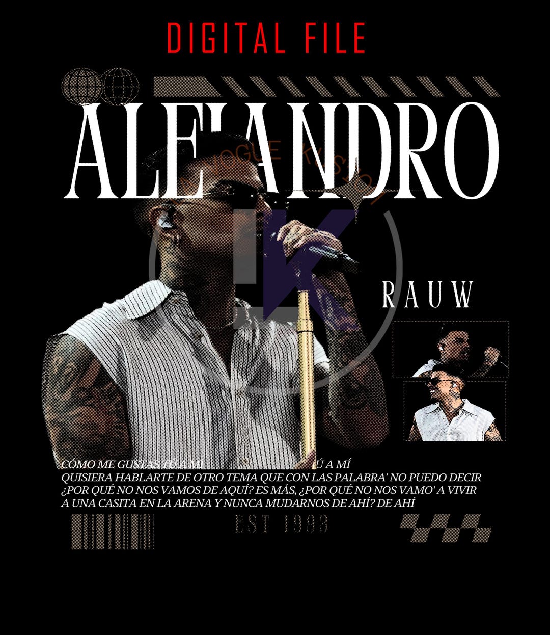 Digital Design Inspired by Rauw Alejandro, Ready to Use for Your Custom ...