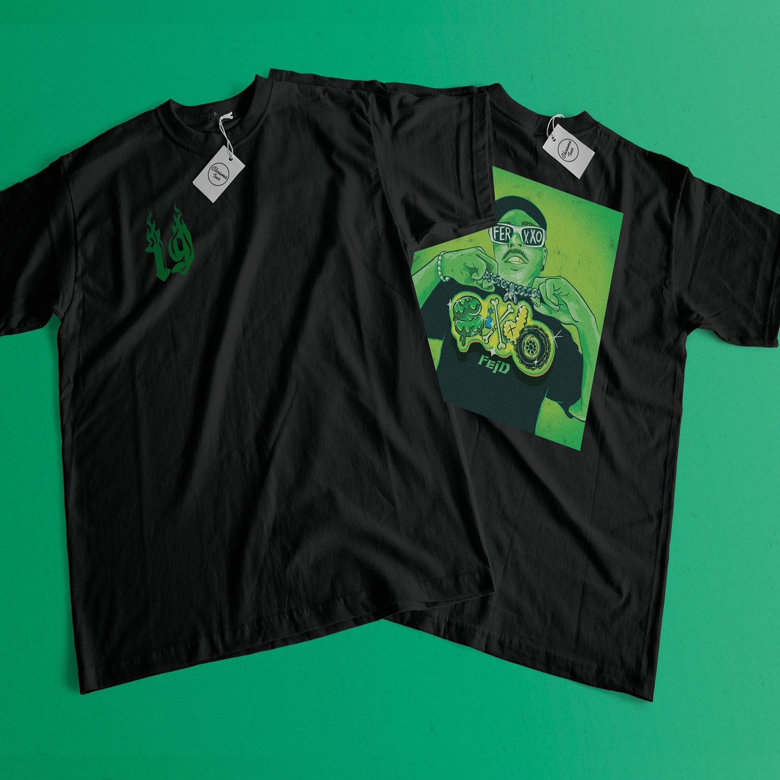 Feid Number Logo and Back Logo Black Shirt| Ferxxo Essential Shirt Logo ...