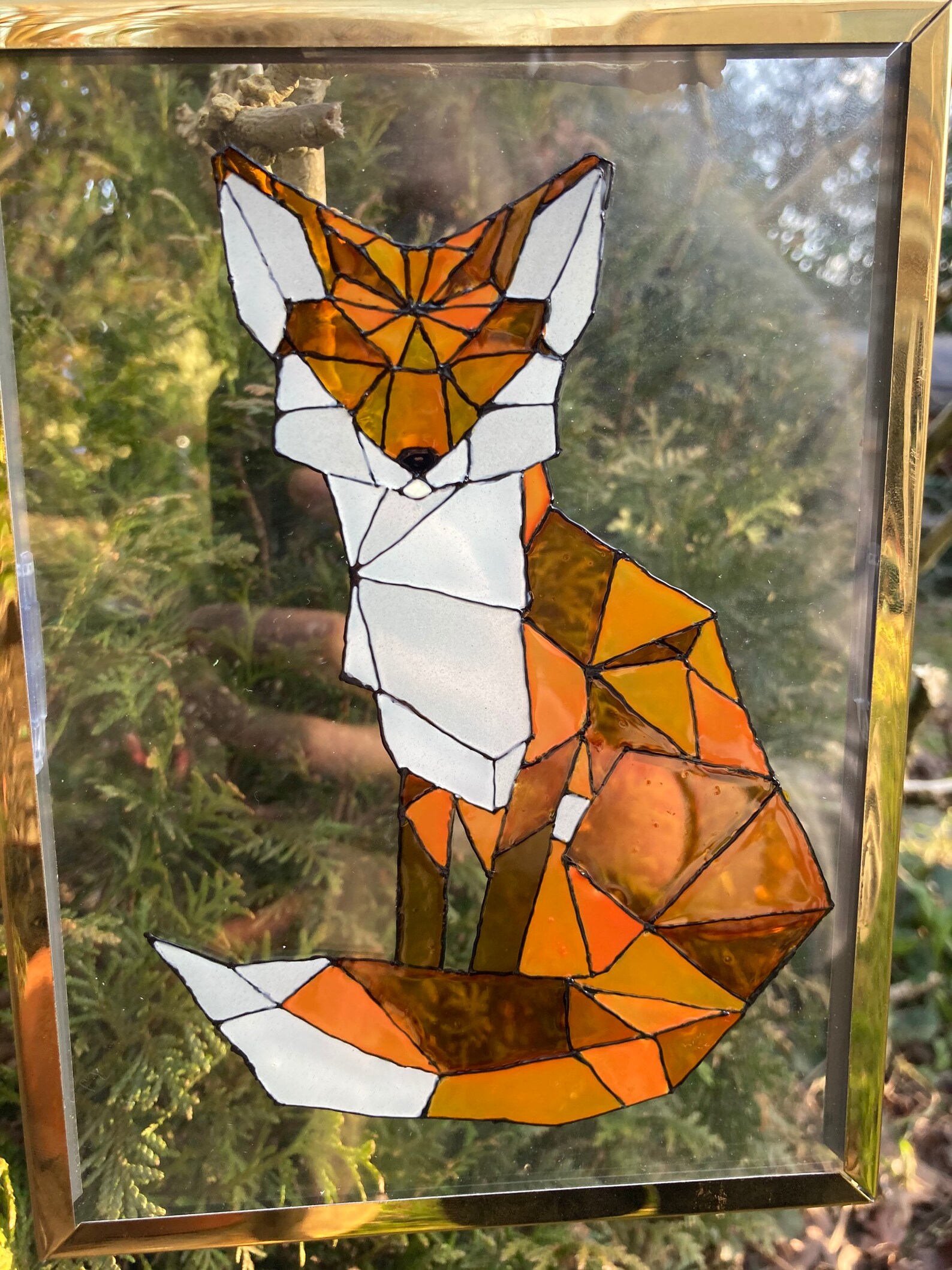 Hand Painted Fox Glass Photo Frame Suncatcher Mothers Day | Etsy