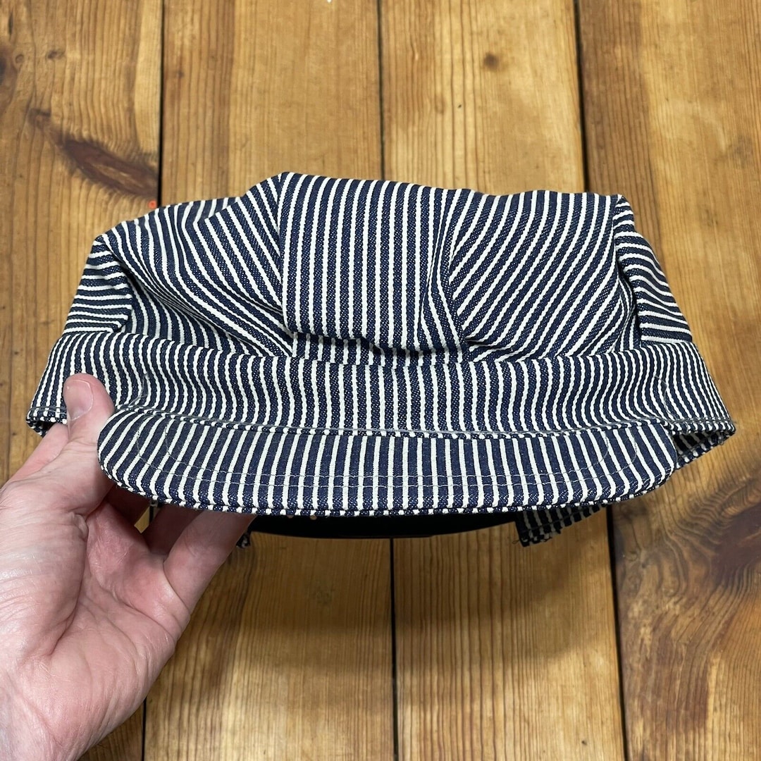 Vintage Snapback Train Conductor Hat Hickory Stripe Engineer Railroad ...