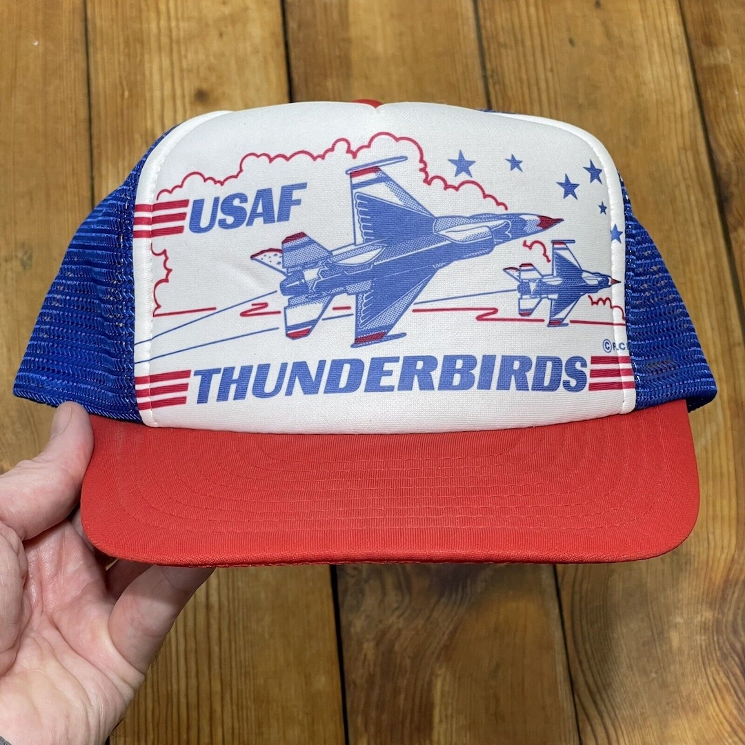 Vintage Snapback Trucker Hat USAF Thunderbirds Patriotic 1980s F16 ...