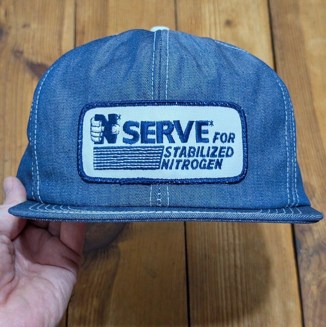 Vintage Snapback Trucker Hat N Serve Nitrogen Logo Patch Denim USA Made ...