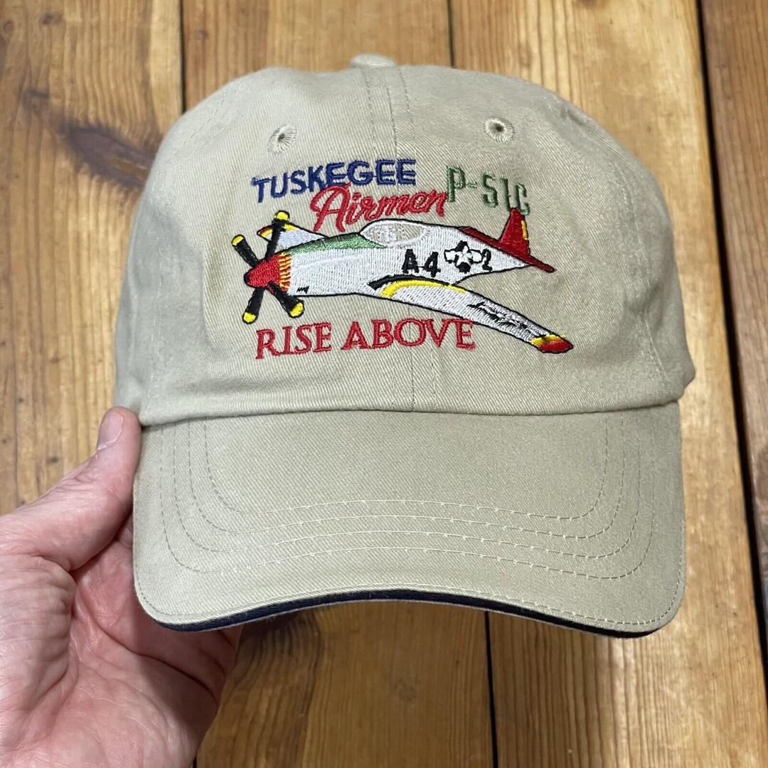 Tuskegee Airmen P-51C Airplane Embroidered Logo CAF Red Tail Hat Dad ...