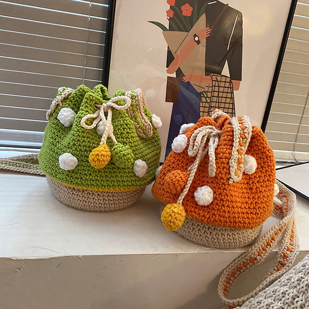 Crochet Mushroom Shape Bage Cute Mushroom Wrap Wool Knitted Bag - Etsy
