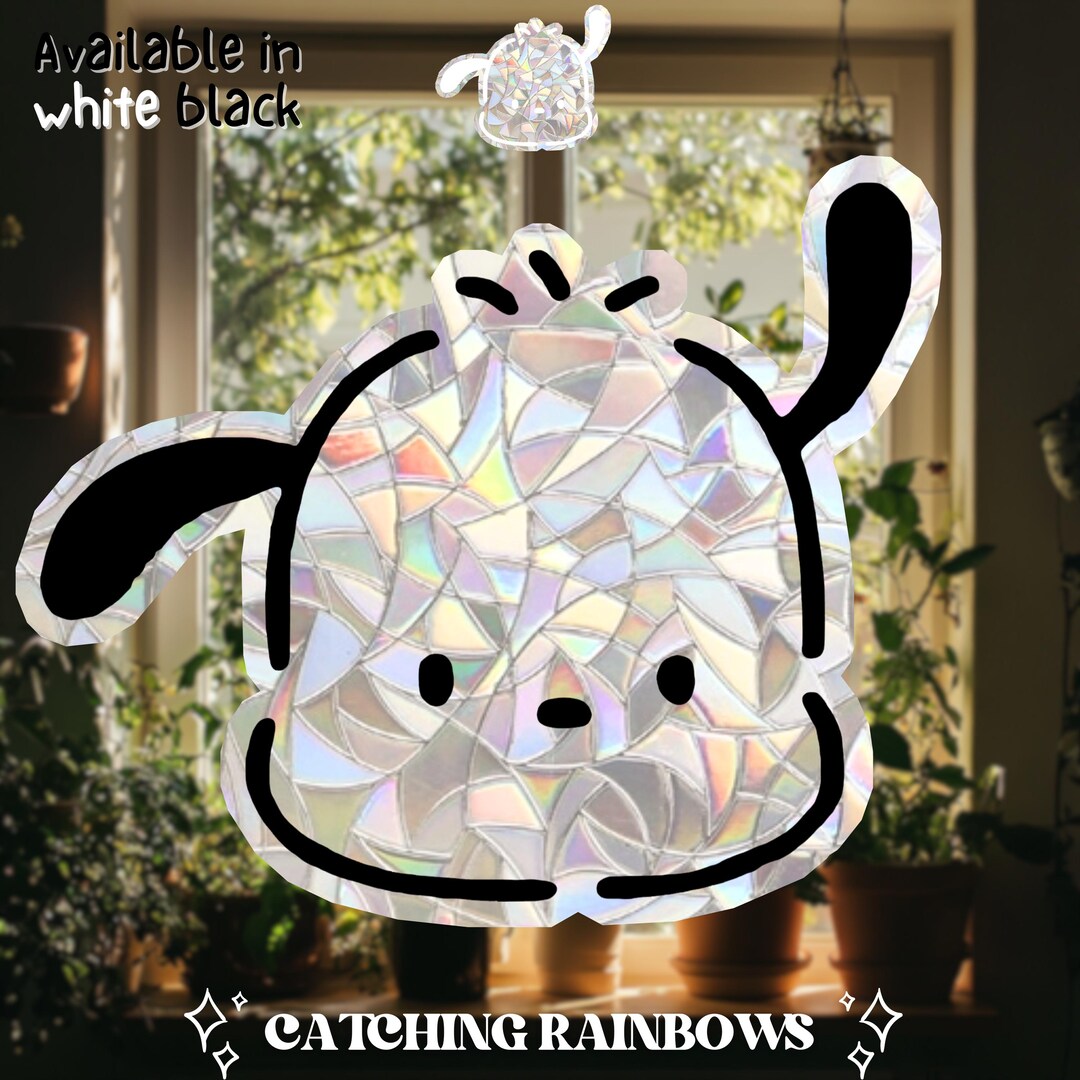 Pochacco Kawaii Puppy Suncatcher, Reusable Prismatic Window Decal Cling ...