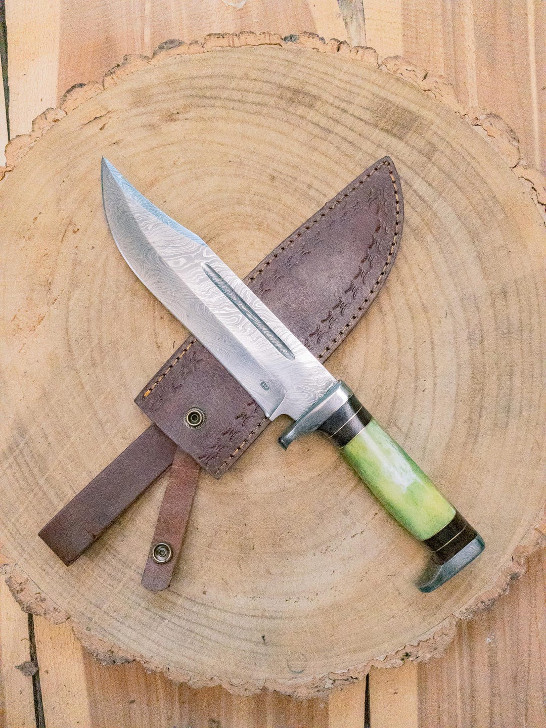 Bowie "spring Hopper" Knife Blade Damascus Steel - Etsy