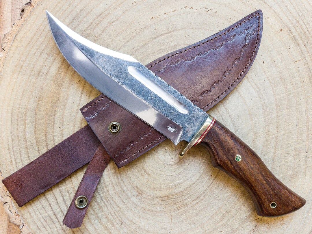 Bowie Hunting Knife 1095 Steel / Rustic Blade Finishing / - Etsy