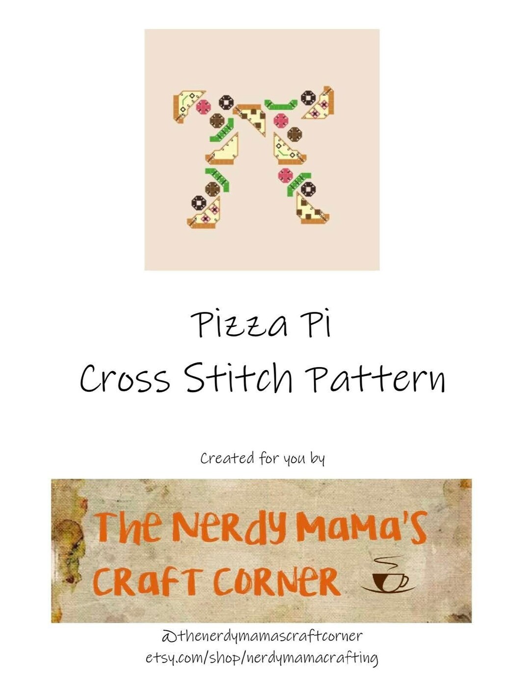 Pizza Pi Cross Stitch PDF Pattern, Counted Cross Stitch Pattern, Pi Day ...