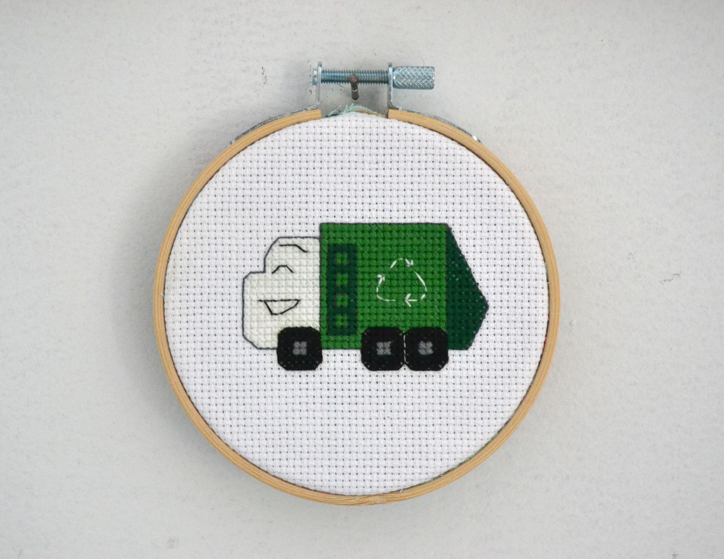 Little Garbage Truck Cross Stitch Wall Art, Trash Truck Decor, Nursery ...