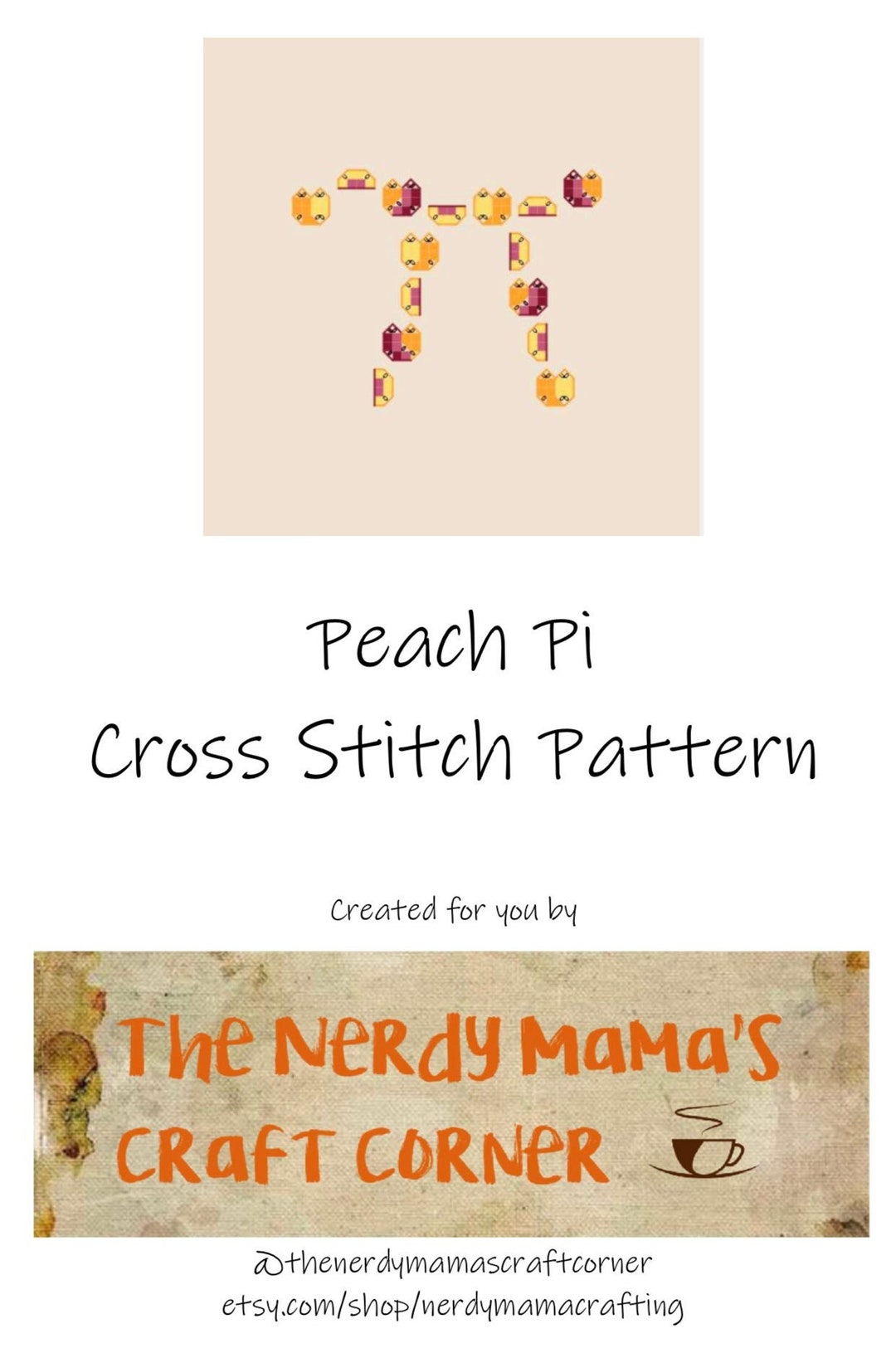 Peach Pi Cross Stitch PDF Pattern, Counted Cross Stitch Pattern, Pi Day ...