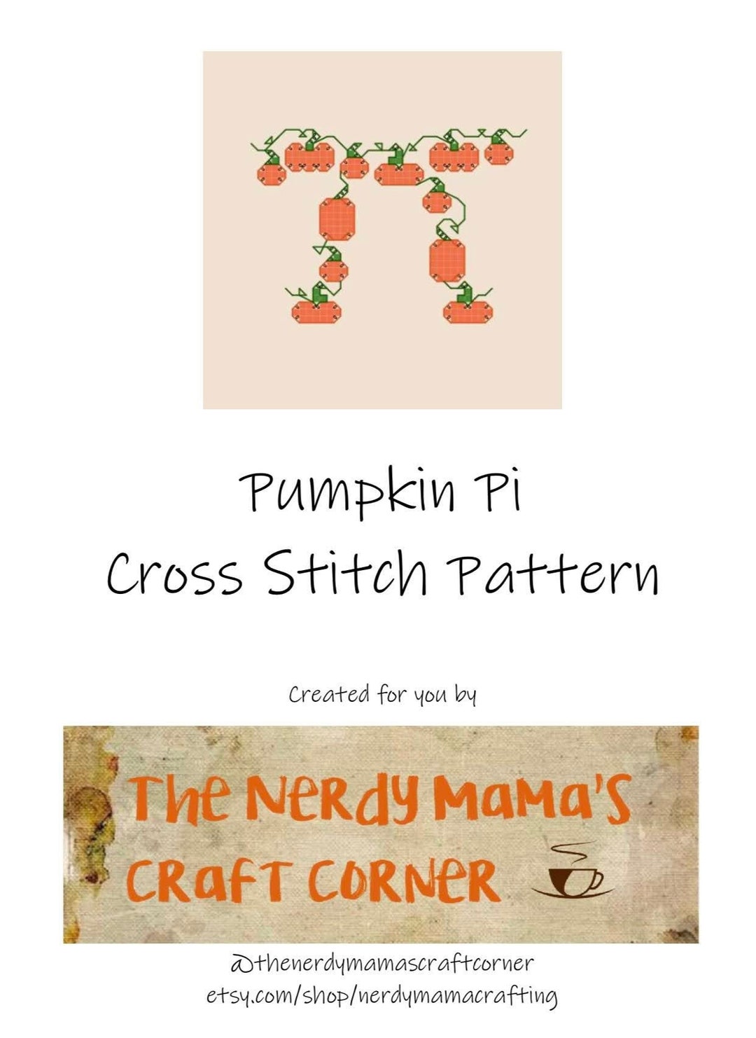 Pumpkin Pi Cross Stitch PDF Pattern, Counted Cross Stitch Pattern, Pi ...