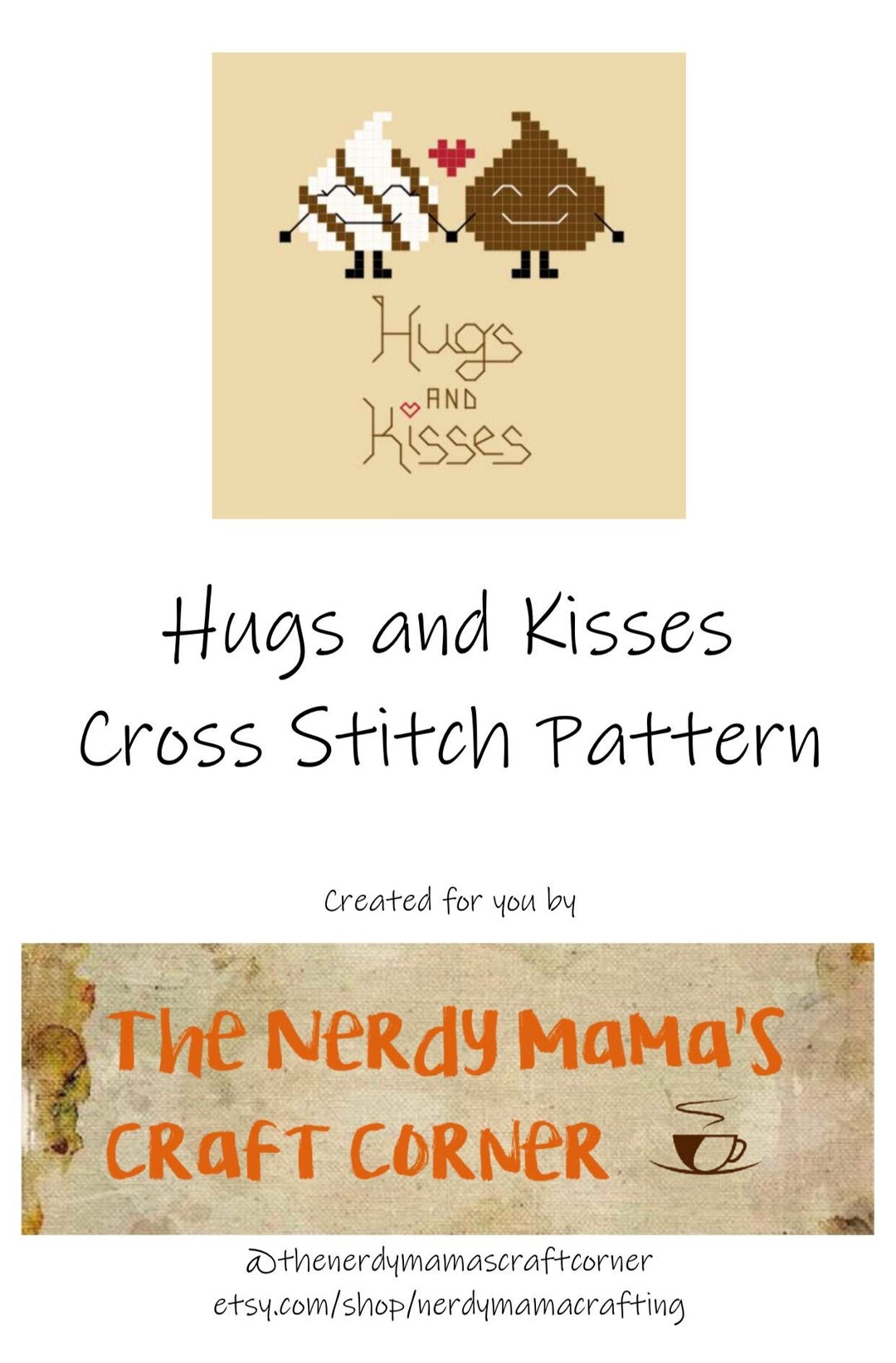 Hugs and Kisses Cross Stitch PDF Pattern, Counted Cross Stitch Pattern ...