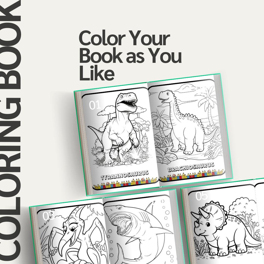 Dinosaur Coloring Book - Etsy