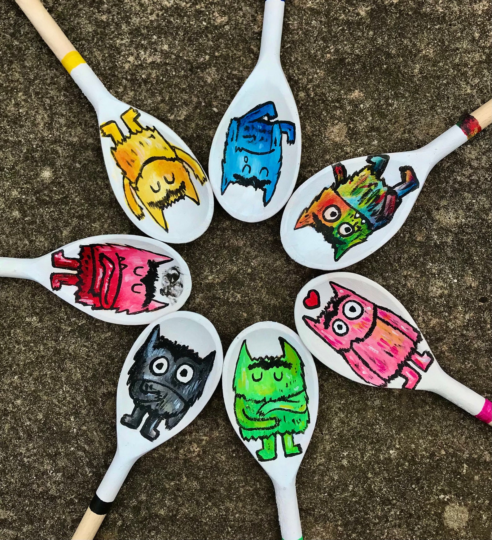 Colour Monster Story Spoons | Etsy