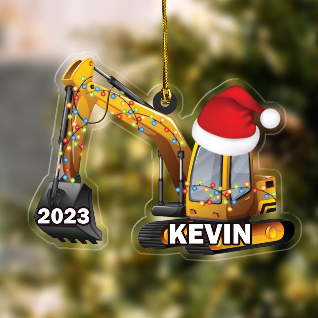 Customized Christmas Excavator Construction Ornament, Excavator Lover ...
