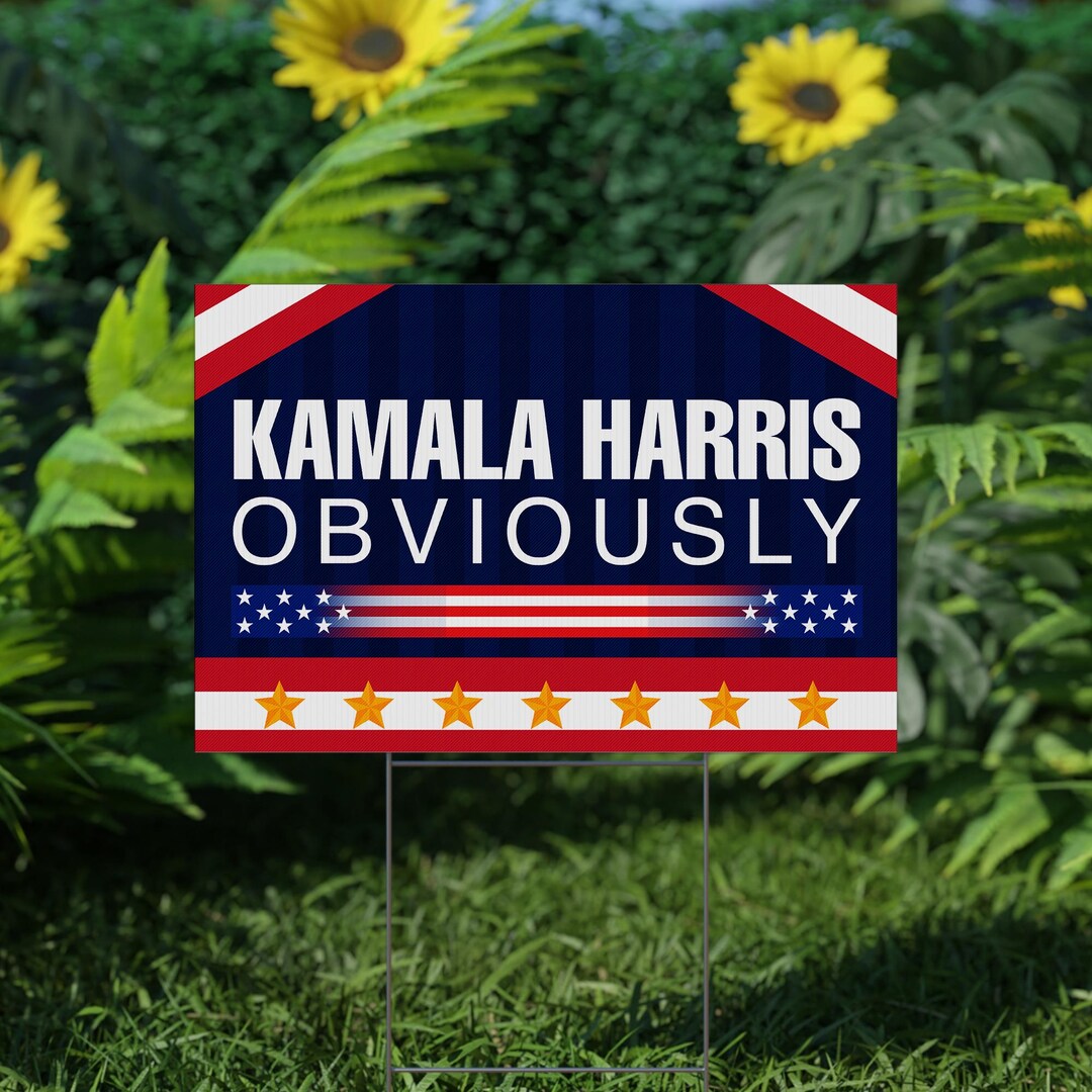 Kamala Obviously 2024 Yard Sign,harris Walz Obviously, Blue 2024 Sign ...