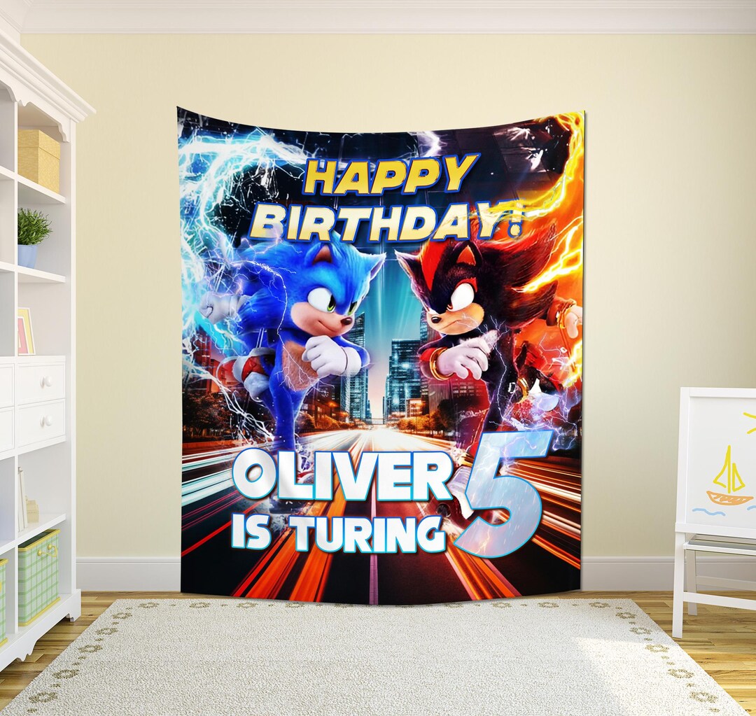 Sonic Birthday Party Backdrop/sonic Hedgehog Birthday Banner/custom ...