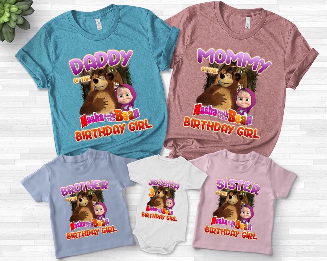 Marsha and the Bear Theme Birthday Family Shirts-theme Birthday-custom ...