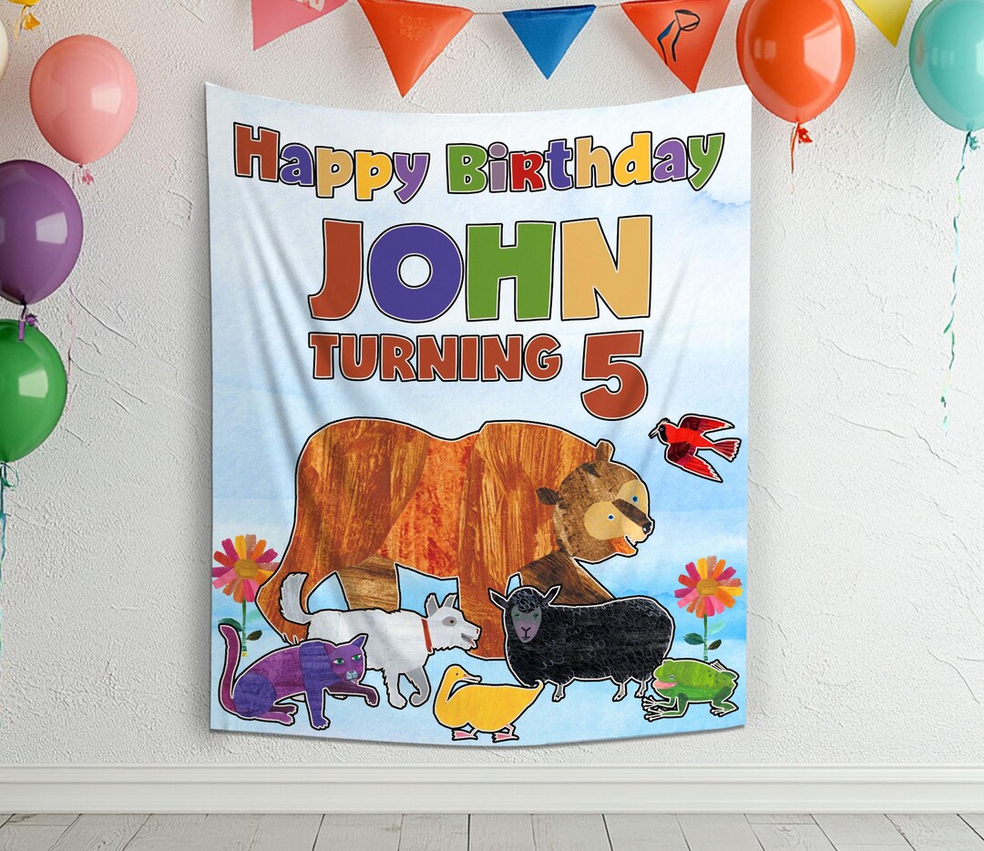 Brown Bear Birthday Banner | Custom Bear Backdrop for Kids Party ...