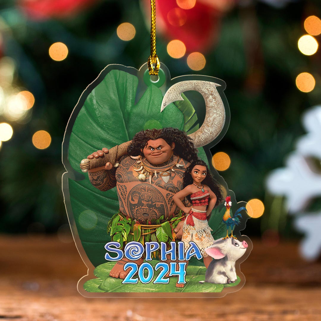 Moana Christmas Acrylic Ornament Disney Princess Moana Cutout Ornament ...