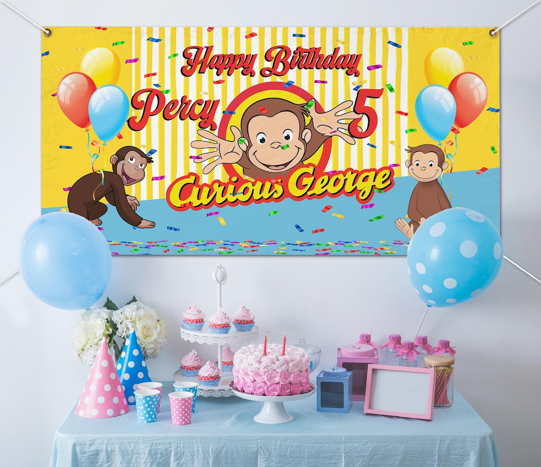 Curious George Birthday Backdrop/curious George Birthday Banner/curious ...