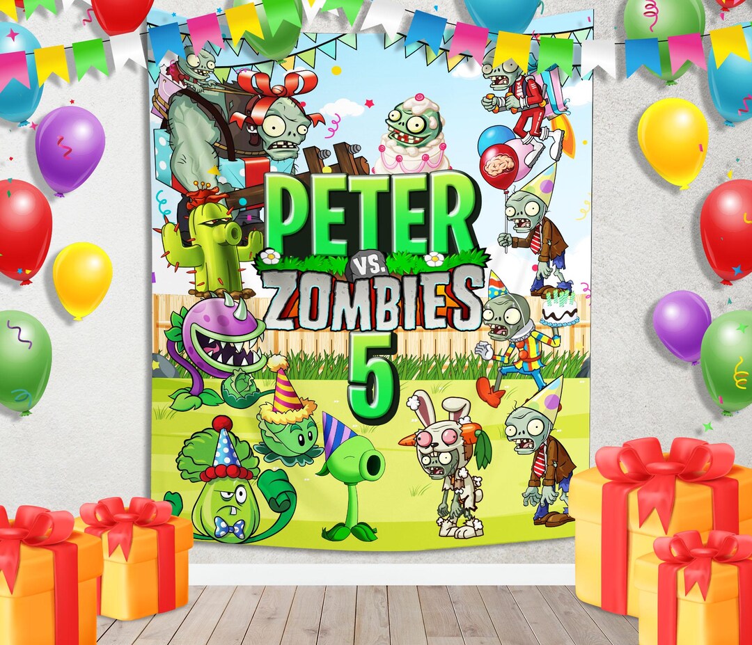 Personazlized Plants Vs Zombies Theme Birthday Backdrop, Birthday Party ...