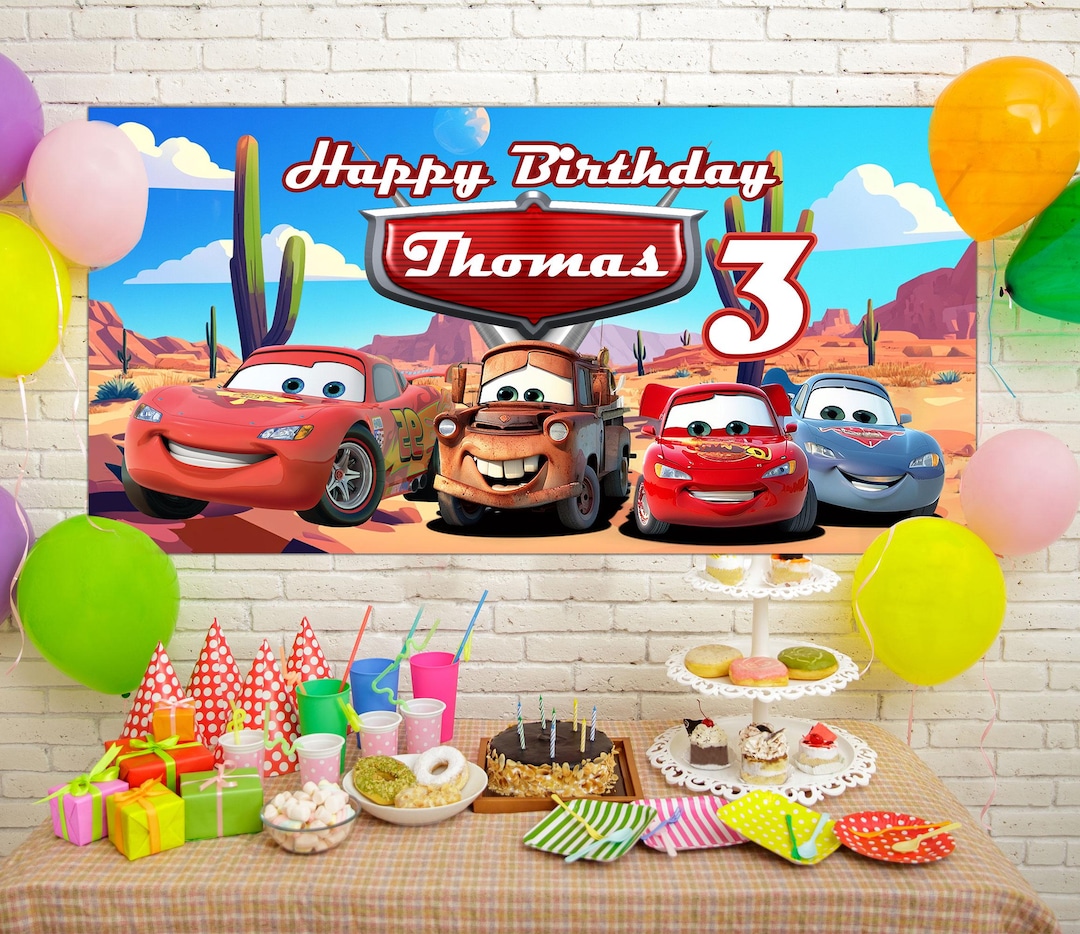 Cars Birthday Backdrop,cars Birthday Banner,cars Birthday Decoration ...