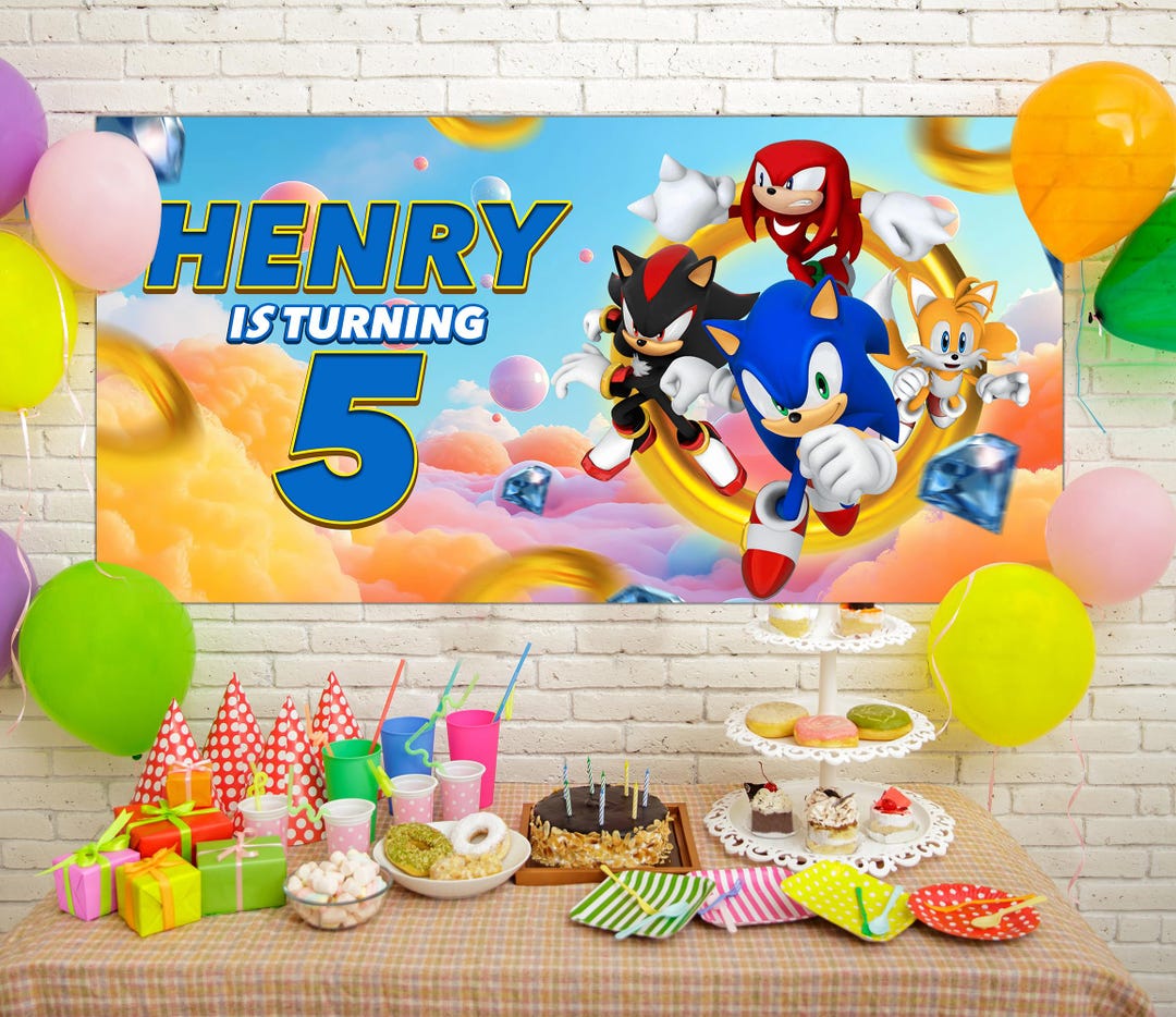 Sonic Birthday Party Backdrop/sonic Hedgehog Birthday Banner/custom ...