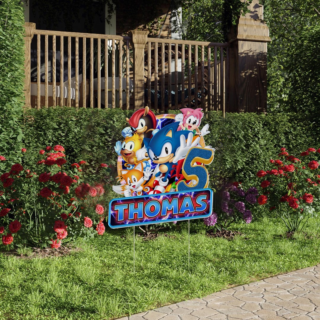 Sonic Hedgehog Yard Sign Cut Out, Sonic Party Prop Outdoor Decor, Blue ...
