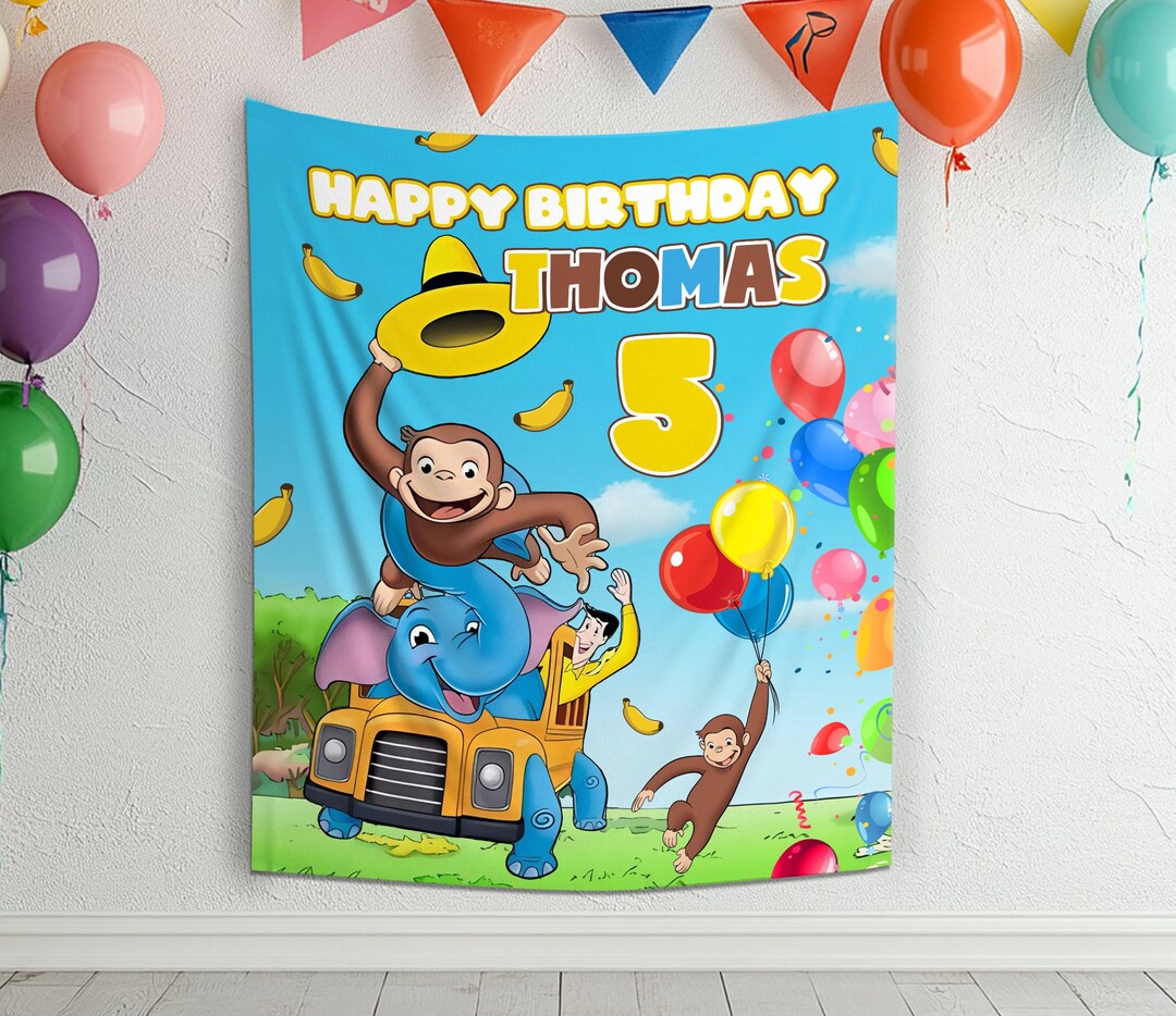 Personalized Curious George Birthday Backdrop,curious George Birthday ...