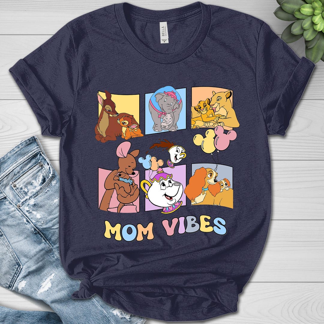 Retro Disney Character Mom Vibes Tee,duchess, Perdita, Mrs. Potts ...