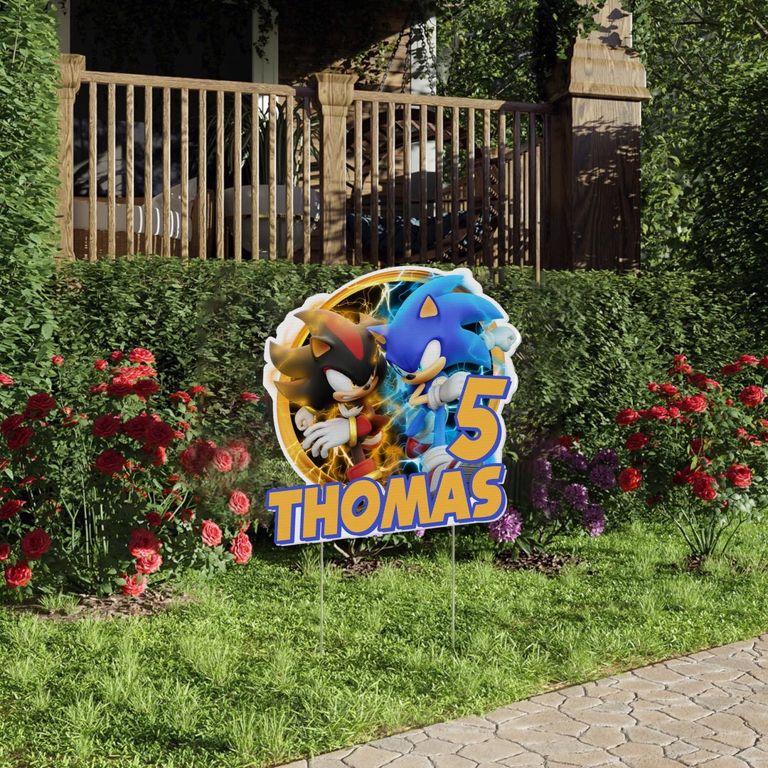 Sonic Birthday Yard Sign Cut Out, Sonic Hedgehog Party Prop, Gamer Boy ...