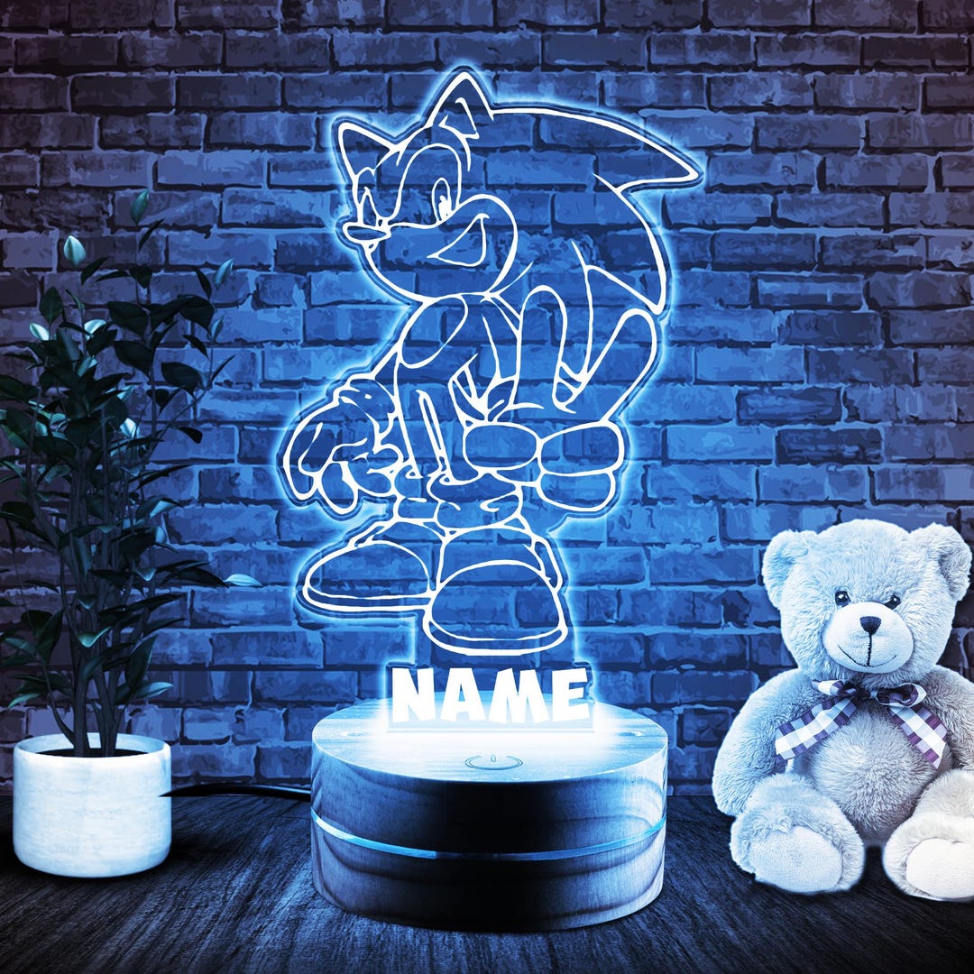 Personalized Sonic, Knuckles Night Lamp LED I Personalized Table Lamp I ...