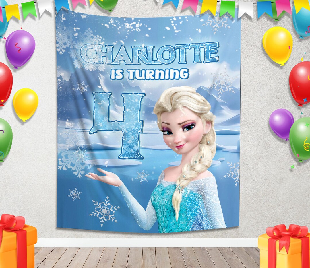 Frozen Elsa Anna Birthday Party Banner/frozen Birthday Backdrop/frozen ...
