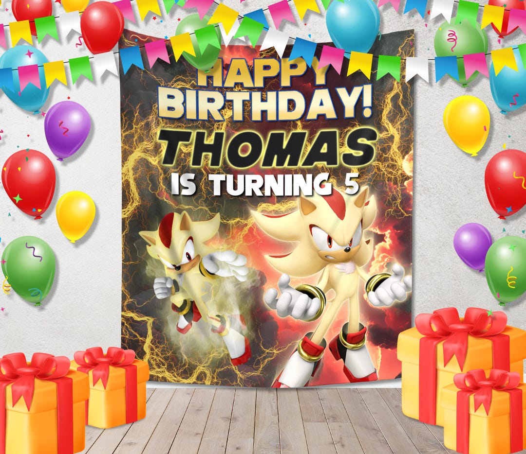 Sonic Birthday Party Backdrop, Shadow Hedgehog Birthday Banner, Custom ...