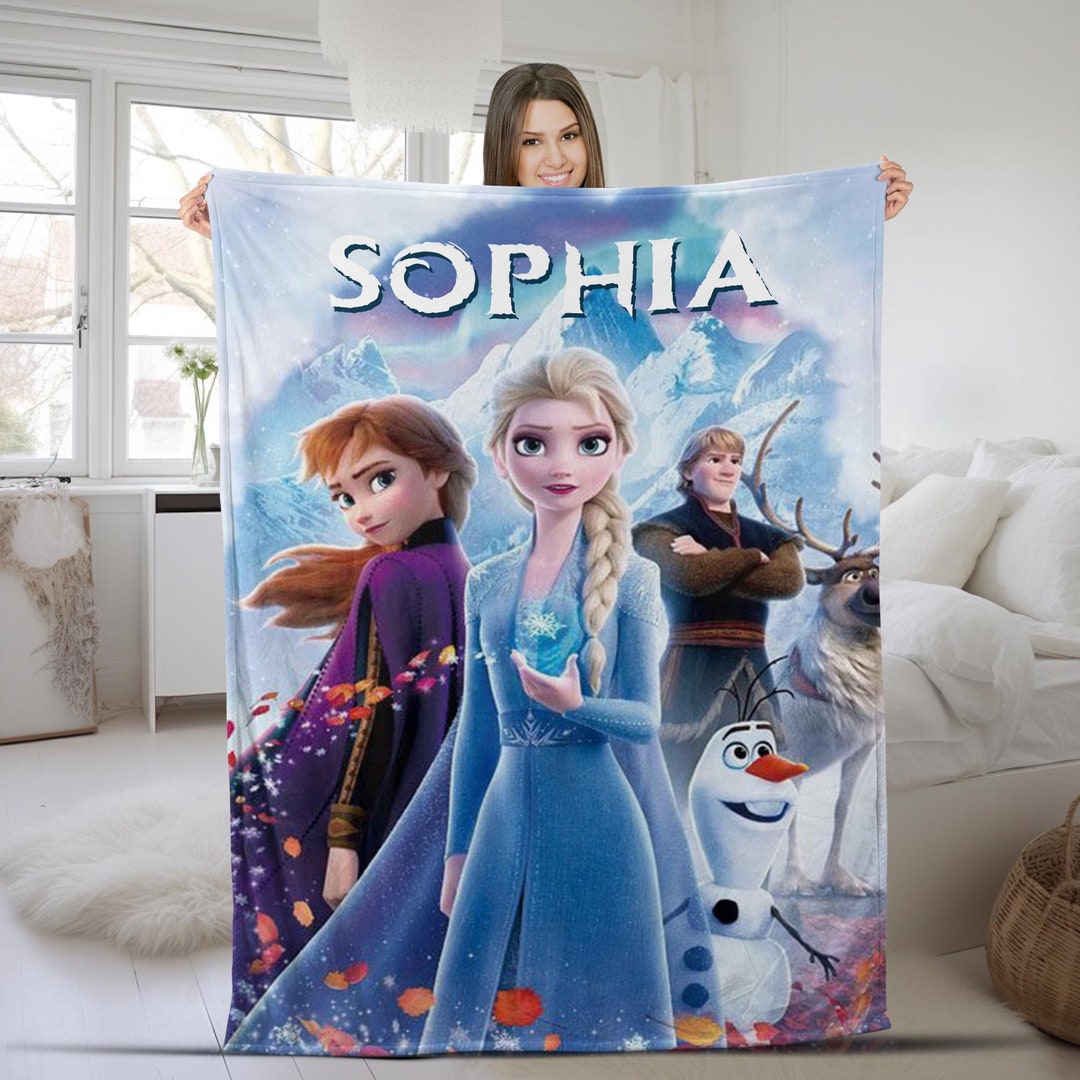 Disney Frozen Blanket, Custom Name Disney Blanket, Princess Elsa ...