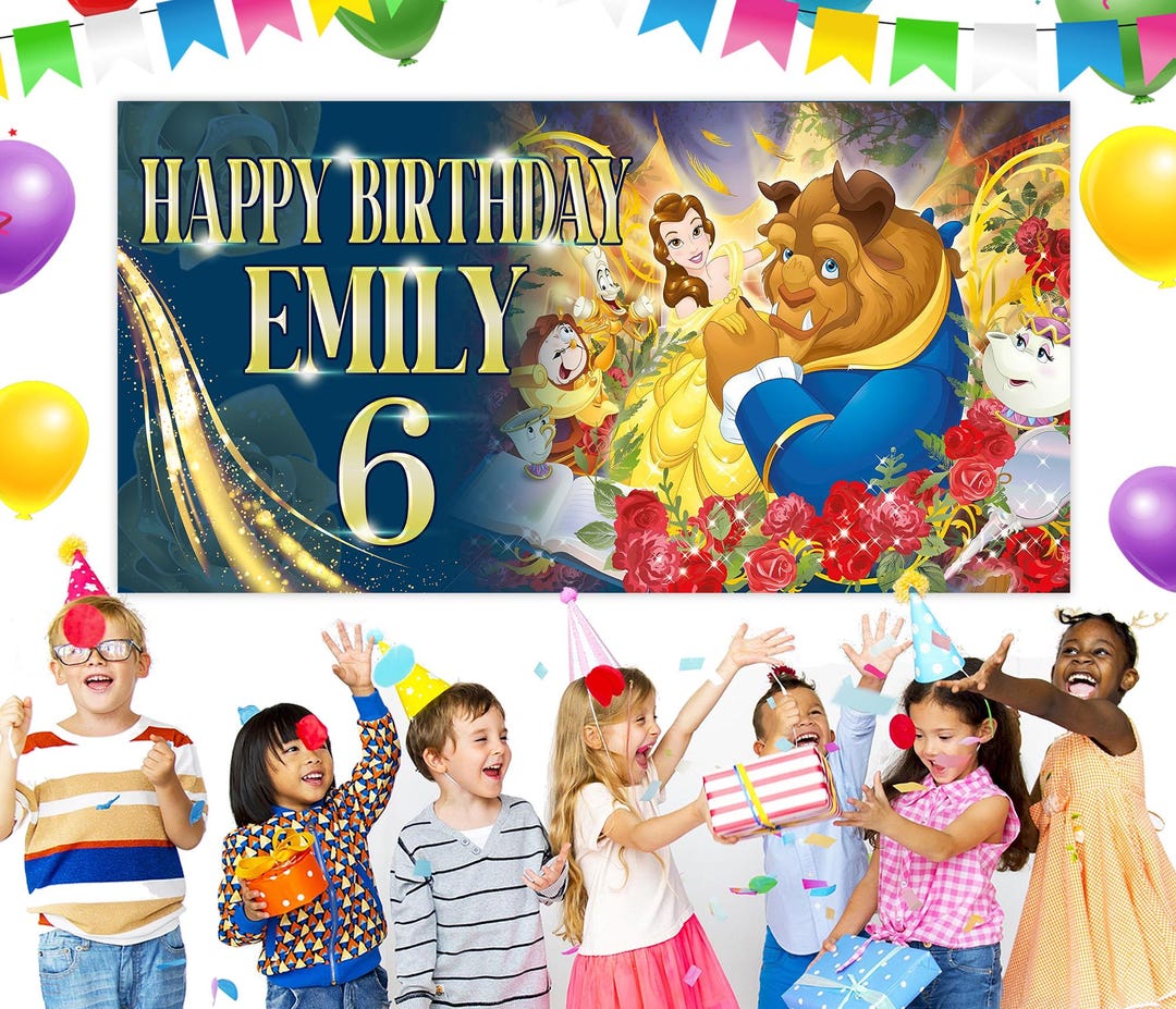 Enchanted Beauty and the Beast Backdrop – Belle Princess Birthday ...