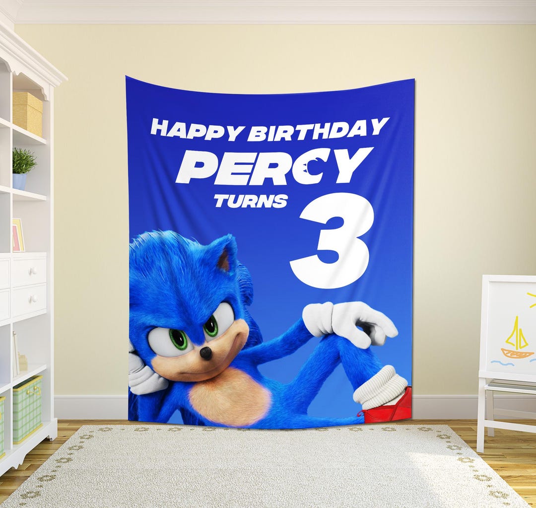 Sonic Birthday Party Backdrop, Sonic Hedgehog Birthday Banner, Custom ...