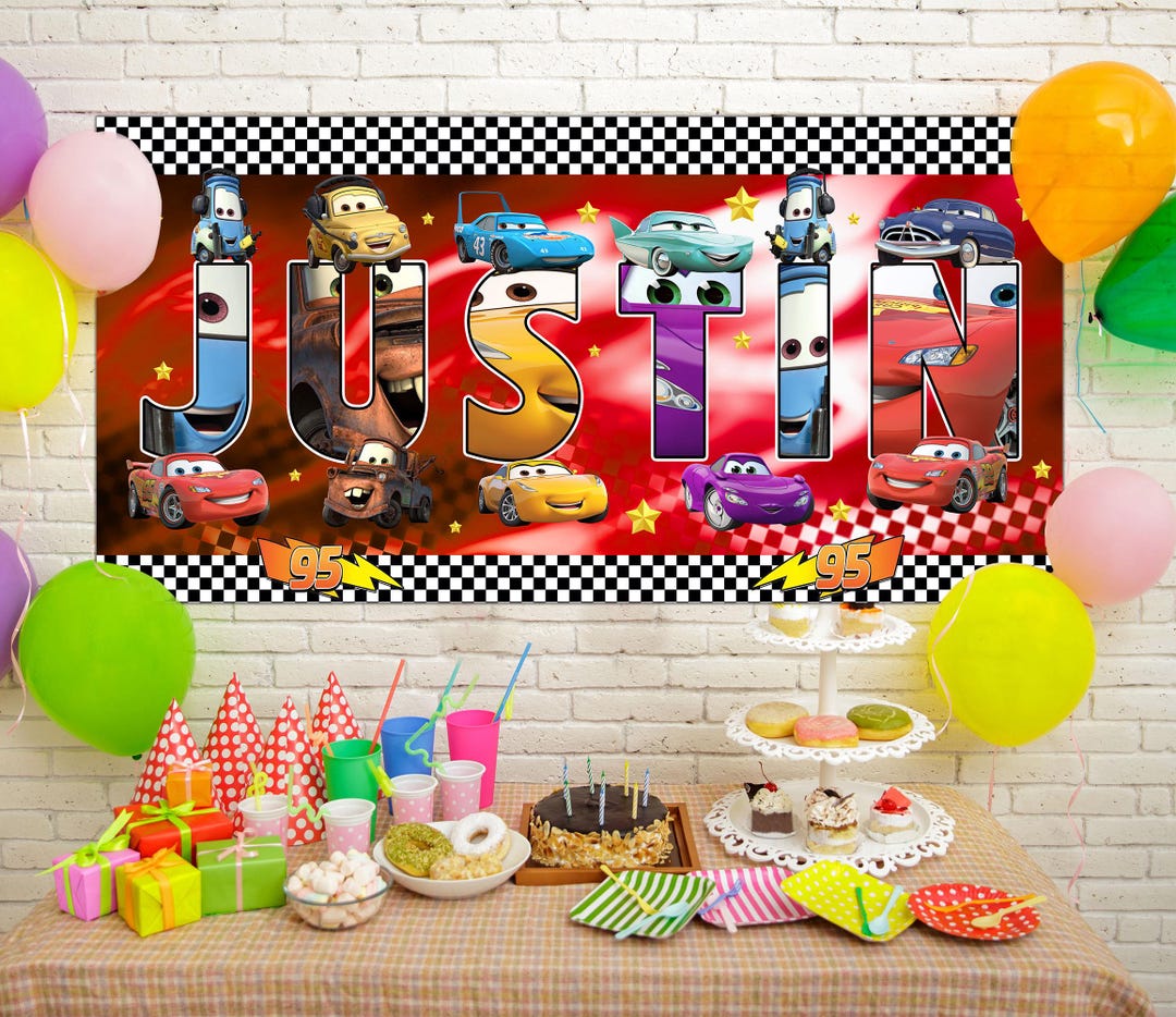 Cars Birthday Backdrop,cars Birthday Banner,cars Birthday Decoration ...