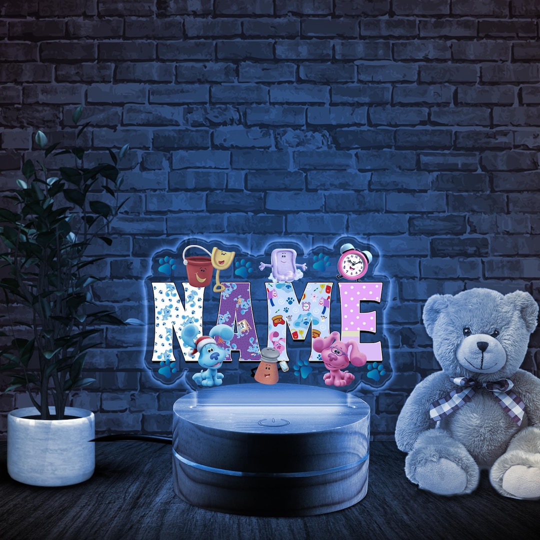 Custom Name Blue's Clues Night Light, Blue Dog Room Decor, Cartoon ...