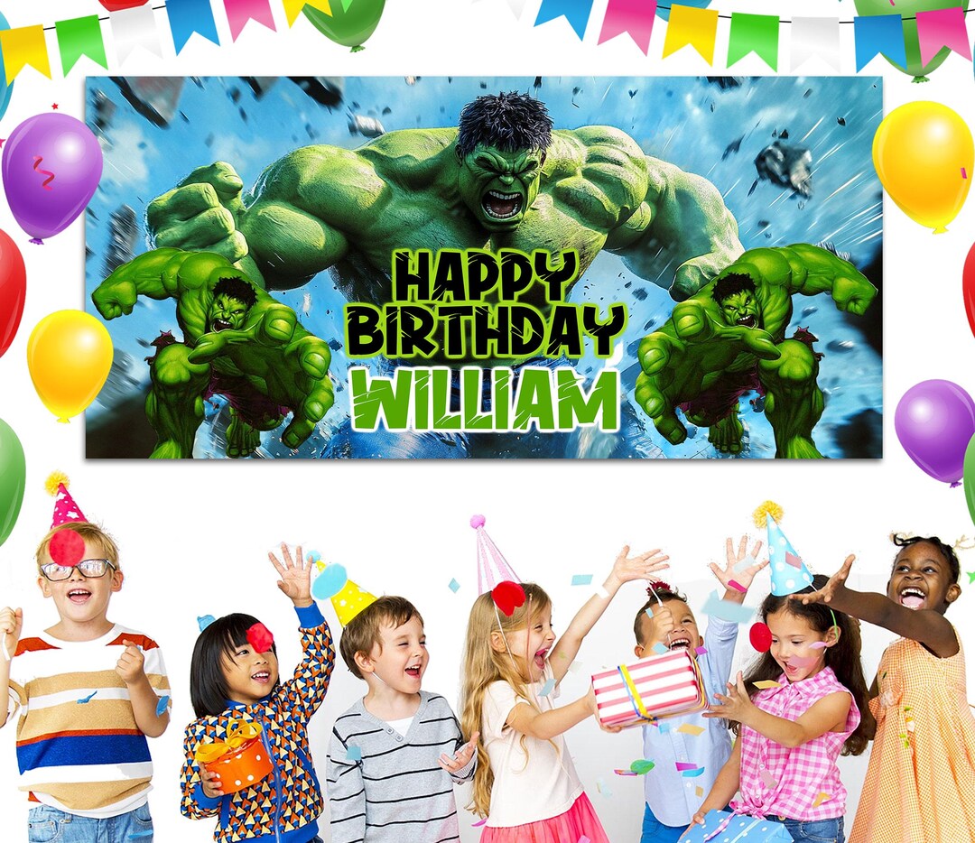 Personalized Hulk Birthday Backdrop,hulk Banner,custom Name Age Hulk ...