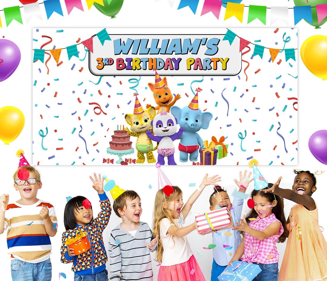 Word Party Backdrop,custom Kids Birthday Party Banner Decoration D1IN16 ...