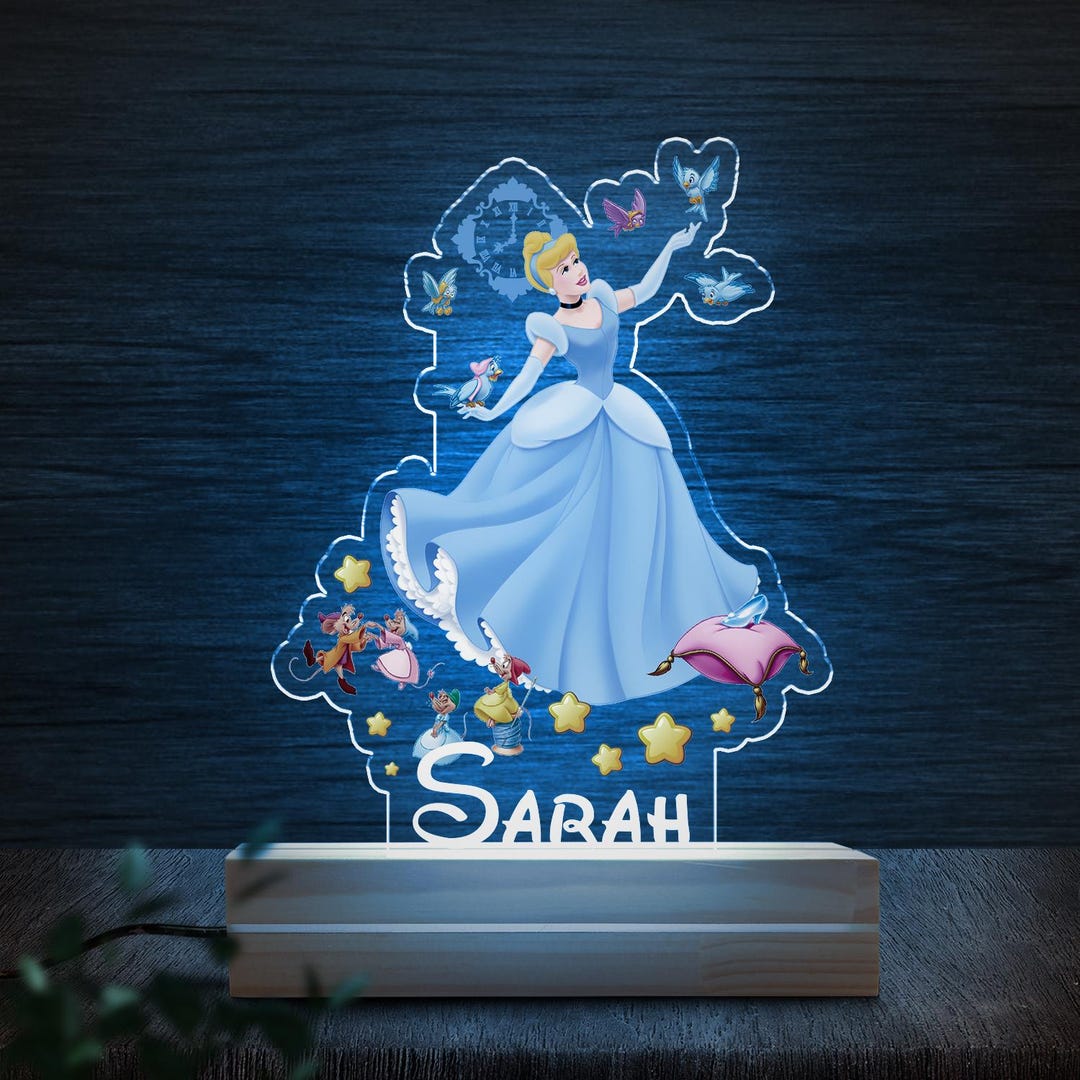Personalized Disney Princess Night Light, Custom Cinderella Room Decor ...